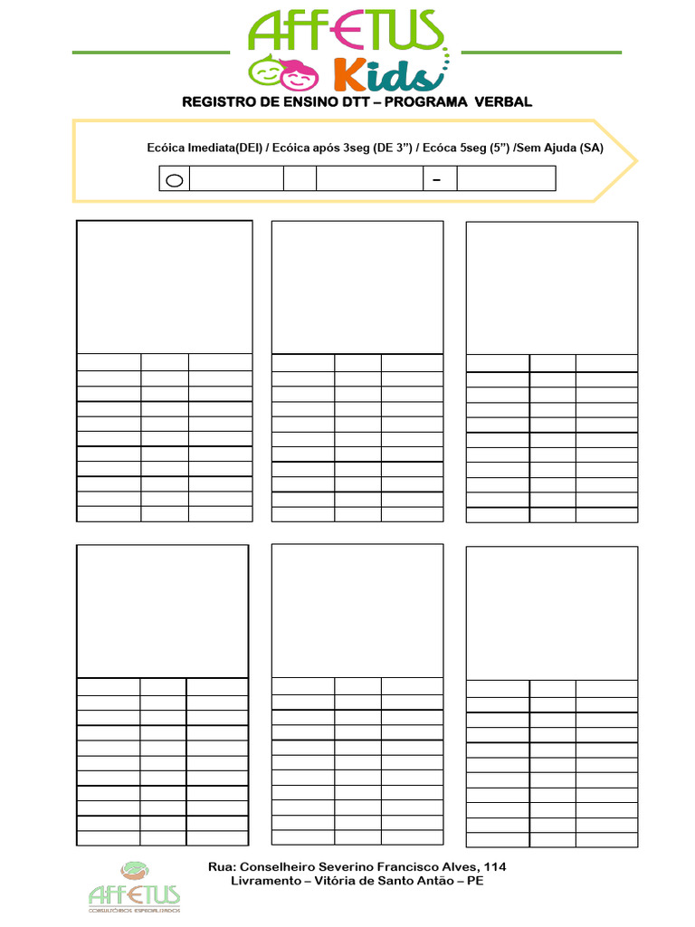 Folha de Registro DTT - Verbal 1 | PDF