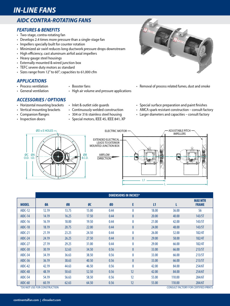 Tubeaxial Fan Specifications and Features | PDF | Duct (Flow ...