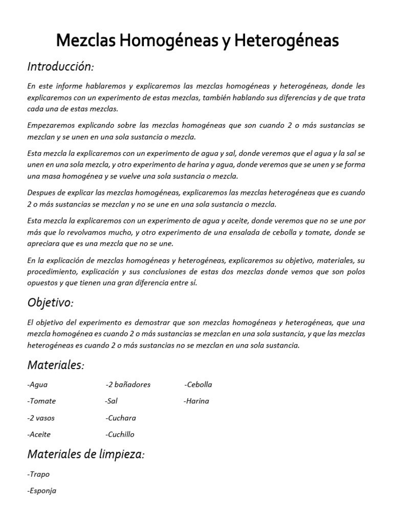 Mezclas Homogéneas y Heterogénea Mejorada (1 | PDF | Mezcla | Química