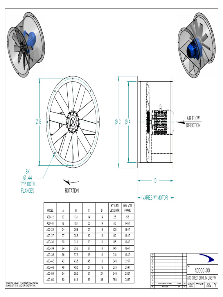 ADD Tubeaxial Fan Submittal | PDF | Mechanical Engineering ...