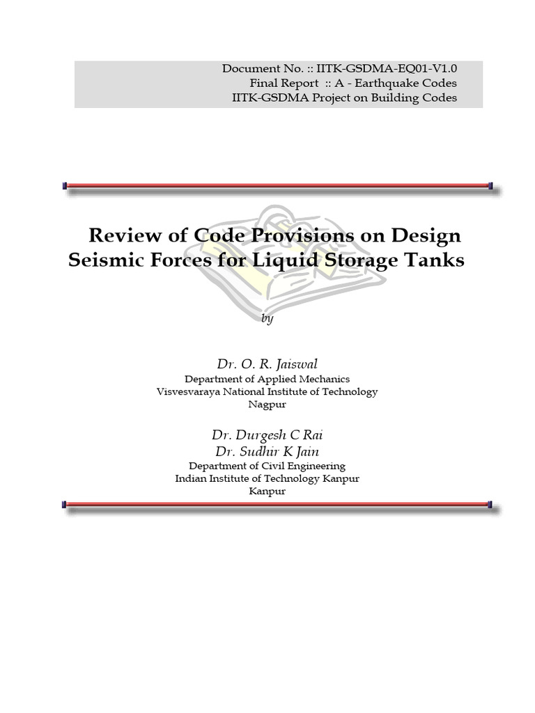 Review of Design Seismic Forces For Liquid Storage Tanks | PDF ...