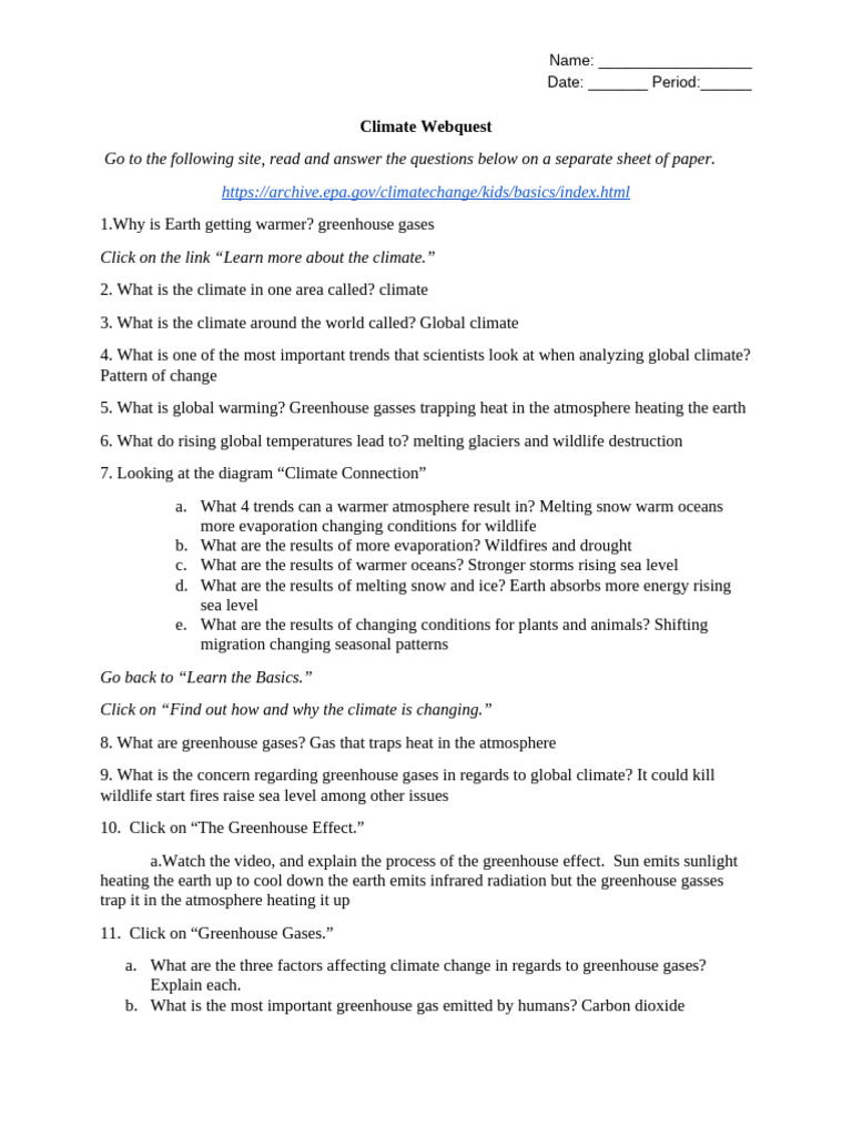 Bhavish - Climate Webquest | PDF | Greenhouse Effect | Greenhouse Gas