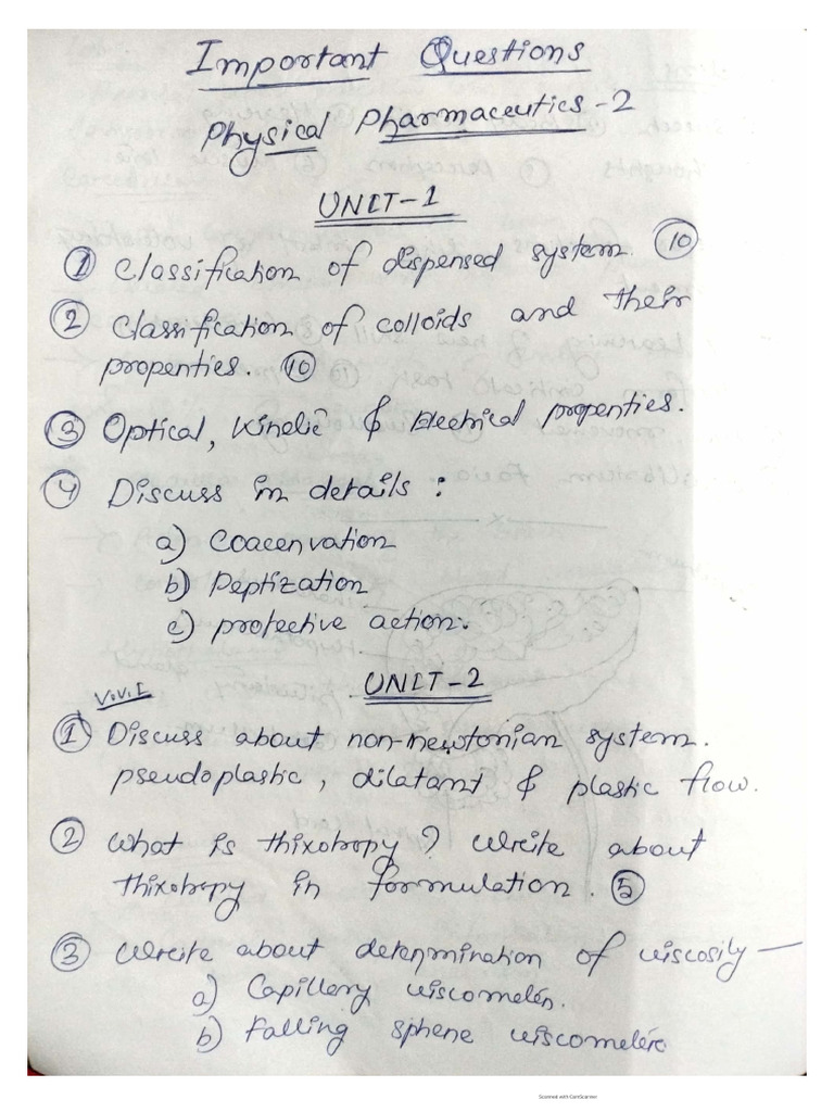 Physical Pharmaceutics 2 Important Questions-1 | PDF