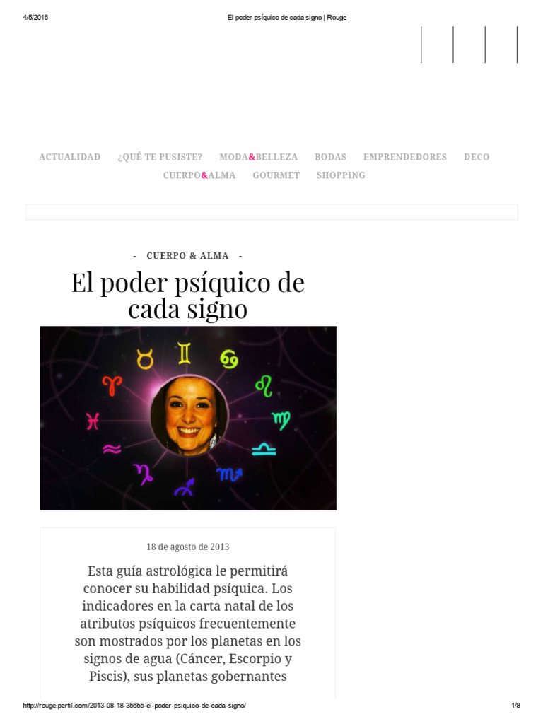 El poder psíquico de cada signo _ Rouge | PDF | Percepción | Psíquico