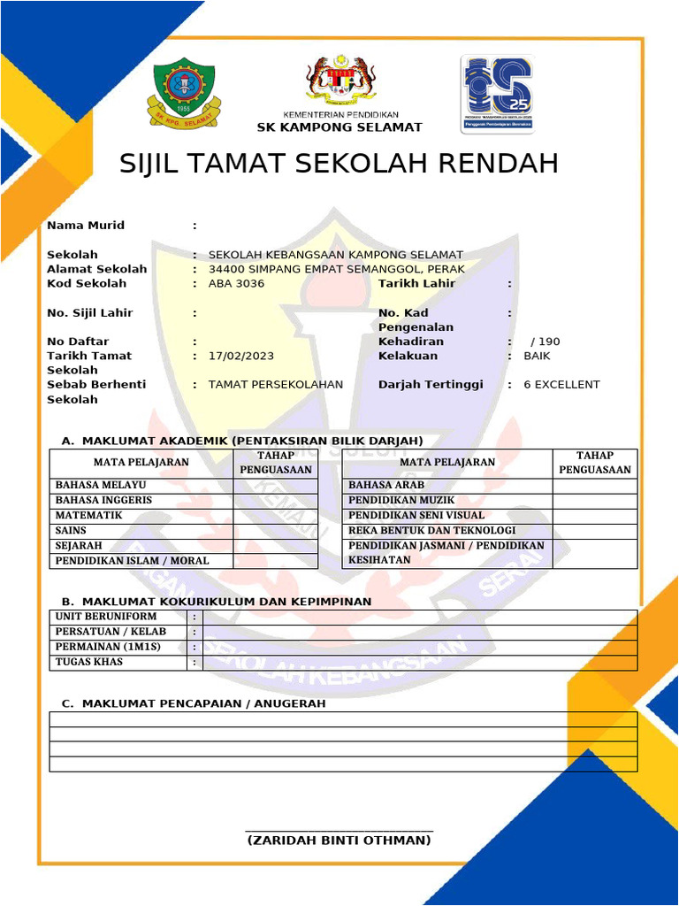 Template Sijil Kosong | PDF