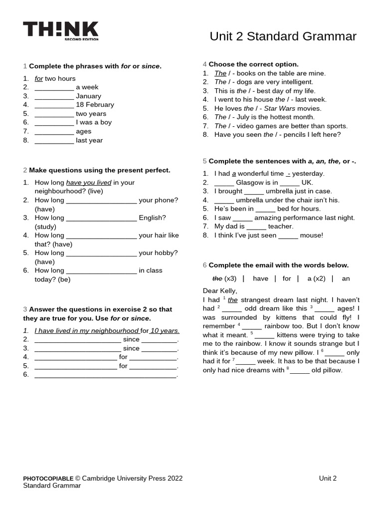 Thk2e BrE L2 Grammar Standard Unit 2 | PDF | Linguistics