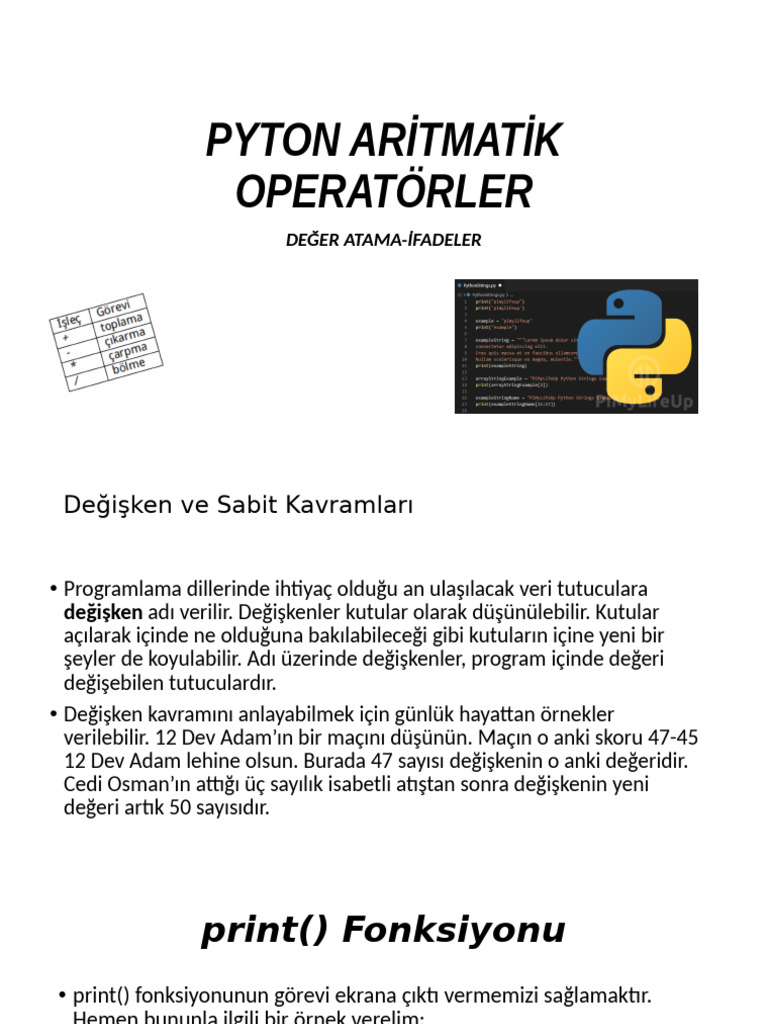 PYTON2-DEGER-ARİT.-İFADE | PDF