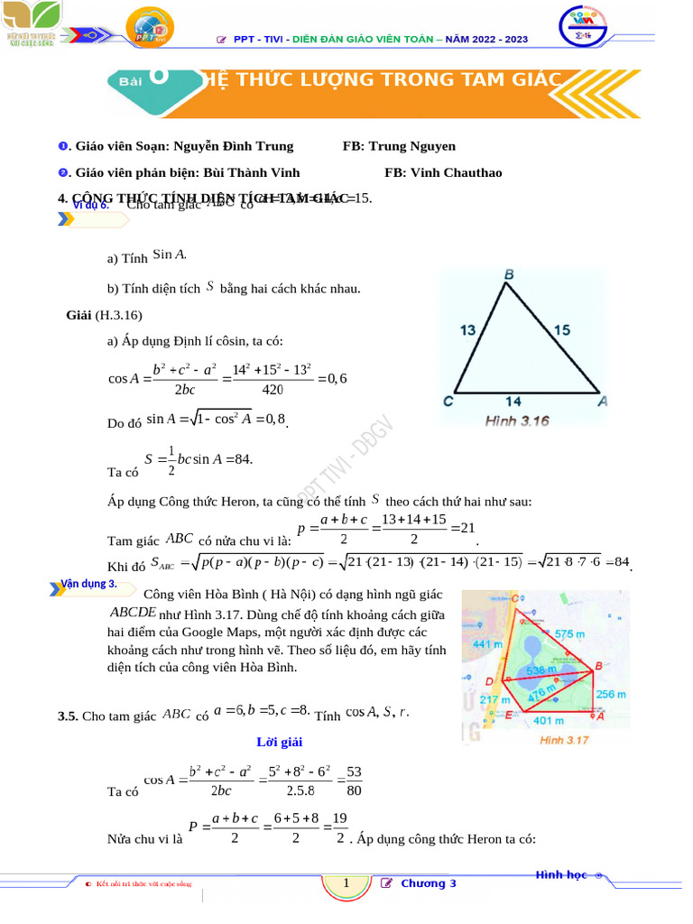 KNTT - C3 - B6 - P2 - Cac He Thuc Luong Trong Tam Giac | PDF