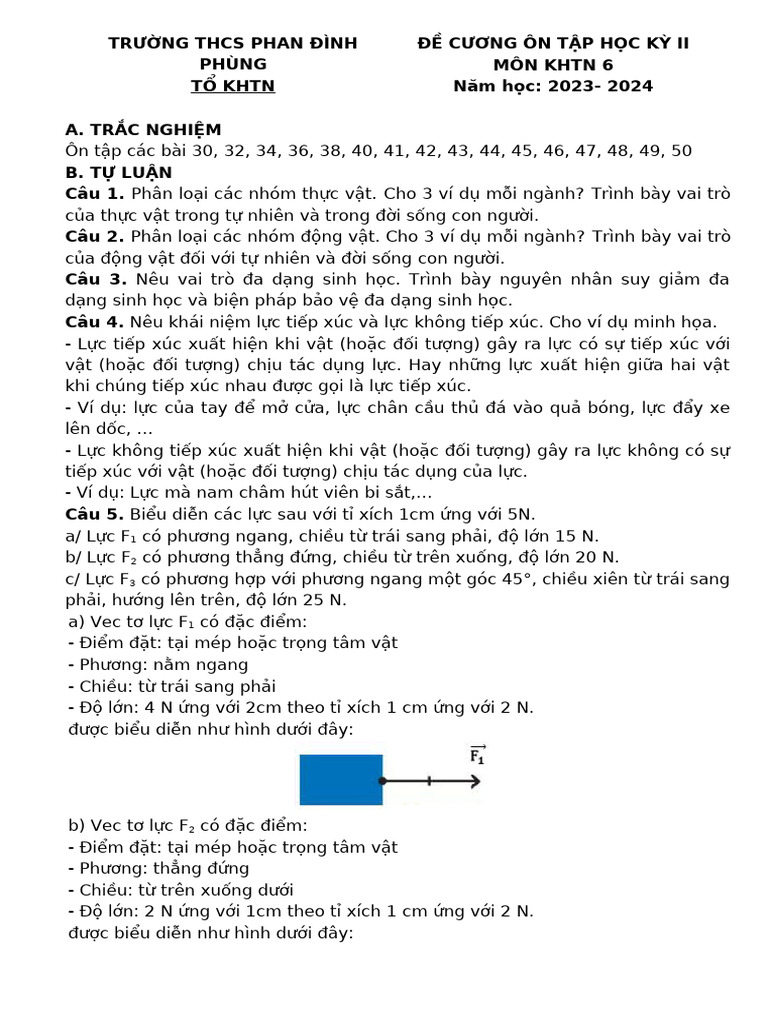 ĐỀ CƯƠNG ÔN TẬP HKII NĂM 2023-2024 | PDF
