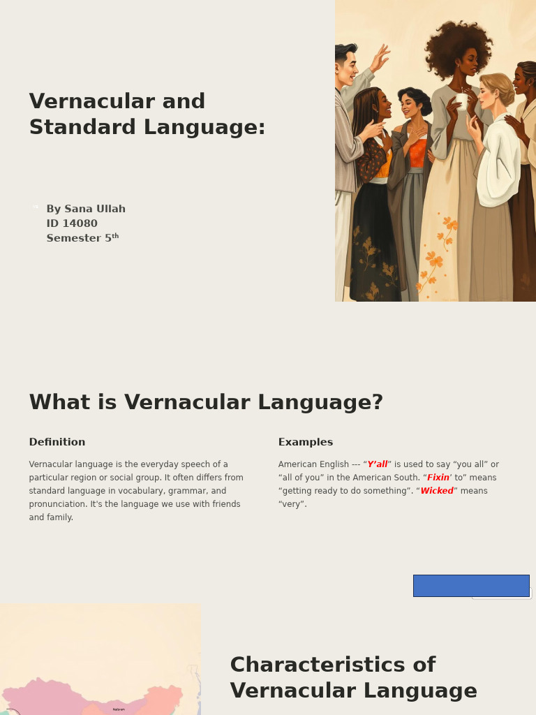 Vernacular and Standard Language | PDF | Communication | Linguistics