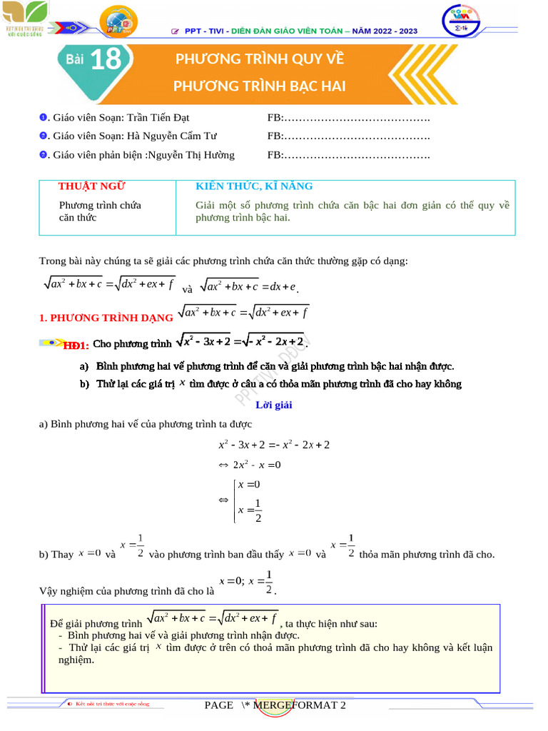 KNTT - C6 - B18 - PT Quy Ve B1,2 | PDF