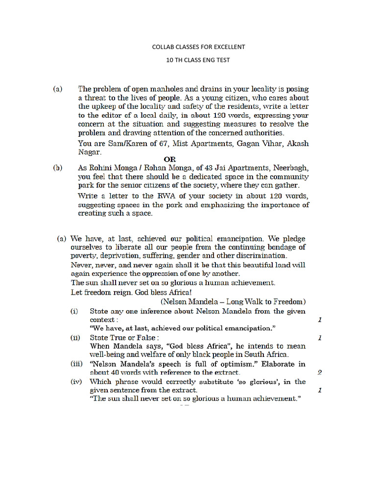 Collab Classes For Excellent Test | PDF