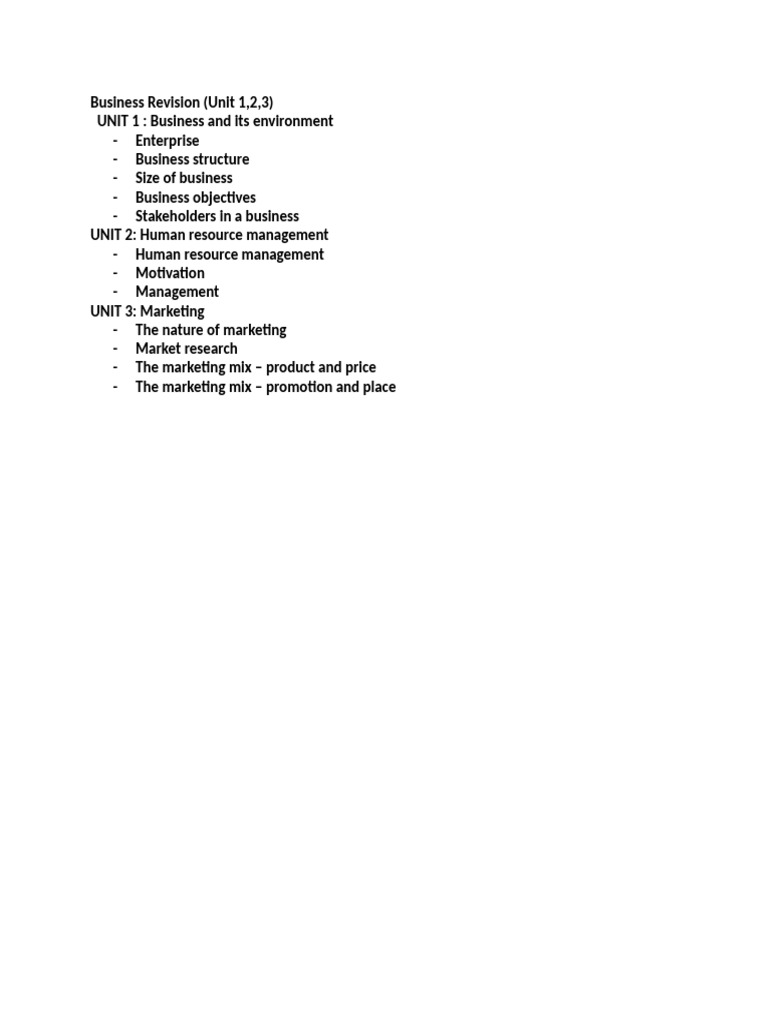 Business Revision | PDF