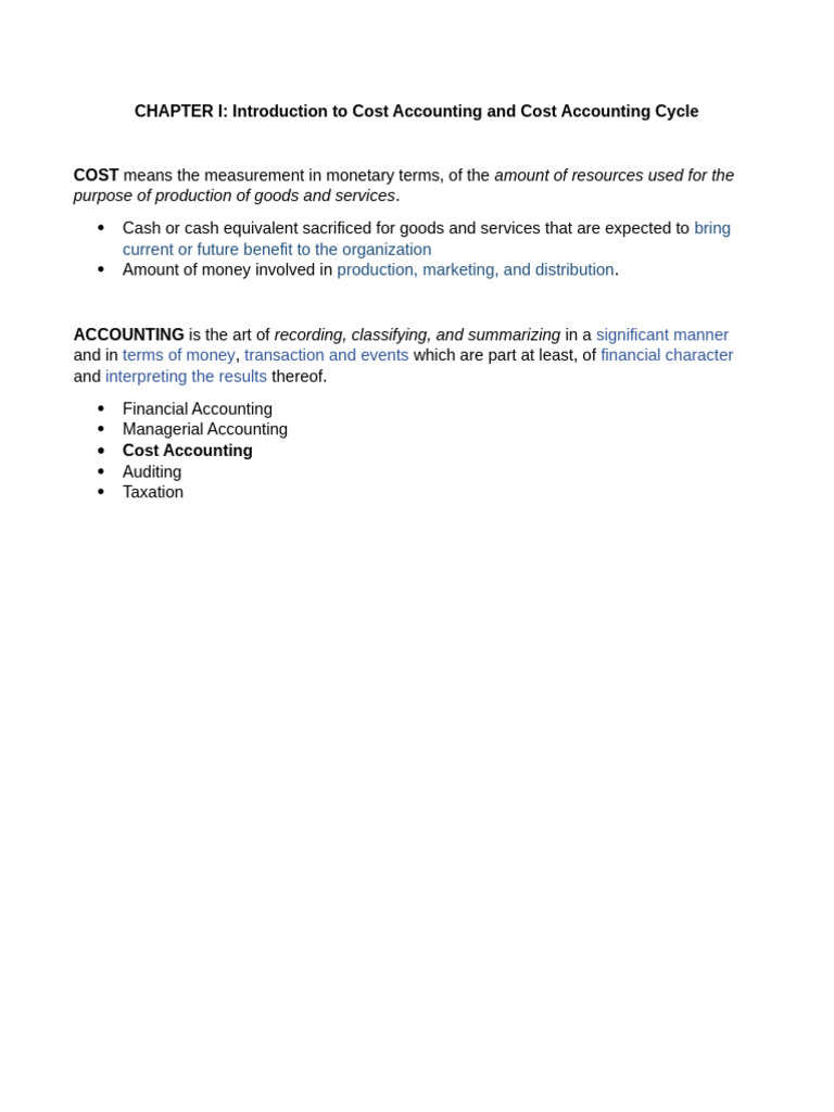 COST Accounting Chapter 1 and 2 | PDF | Inventory | Cost Of Goods Sold