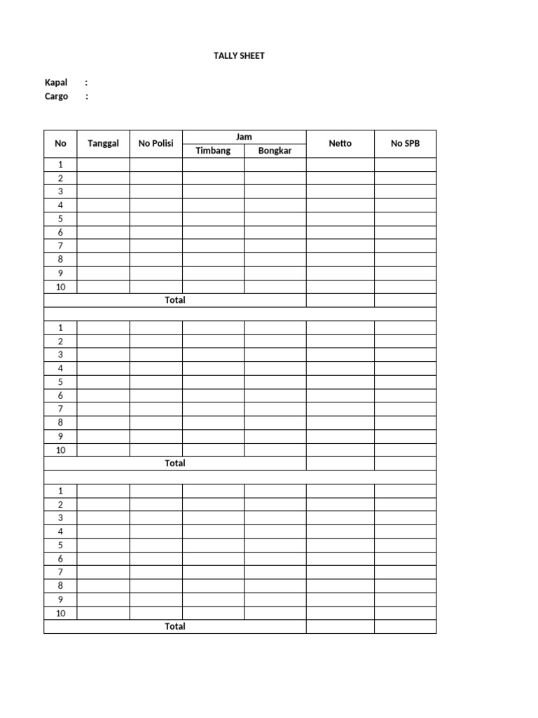Tally Sheet | PDF