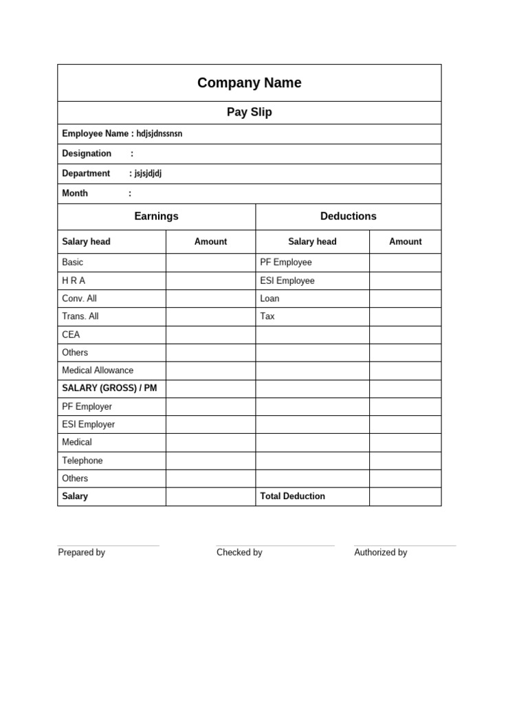Salary Slip Word | PDF