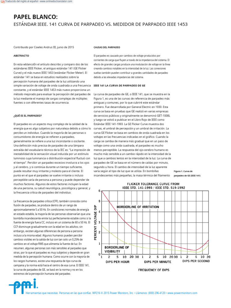 Flicker IEEE 141 Standar Vs 1452 IEEE Meter WP216.en - Es | PDF