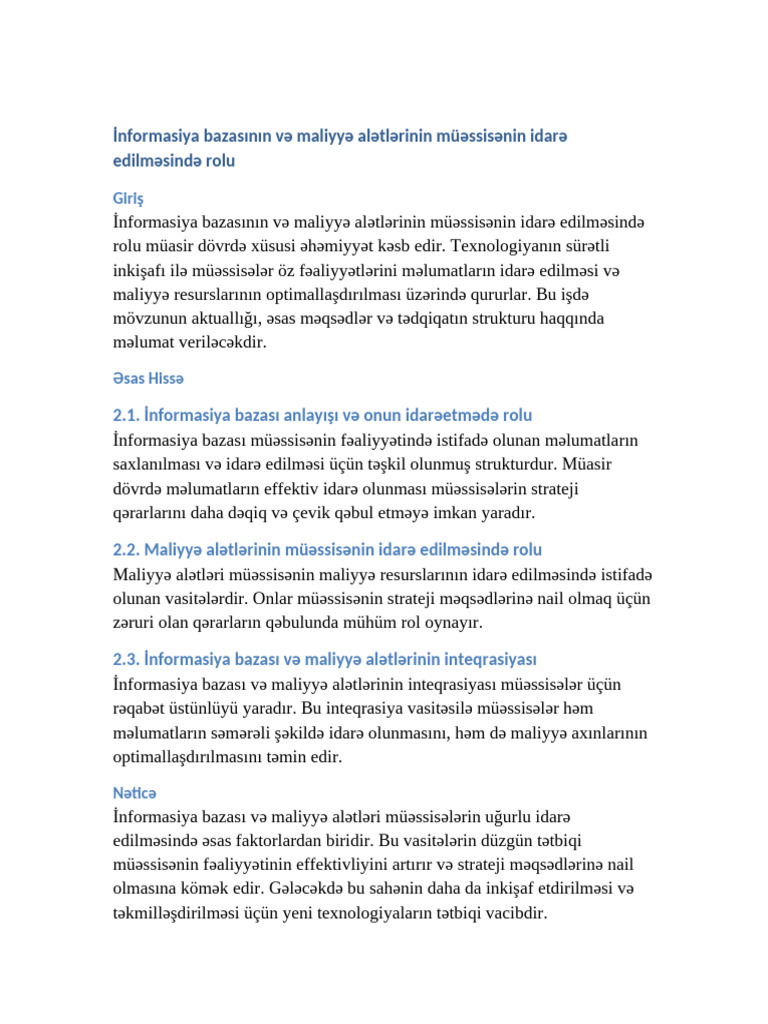 Informasiya Bazasi Maliyye Aletleri | PDF