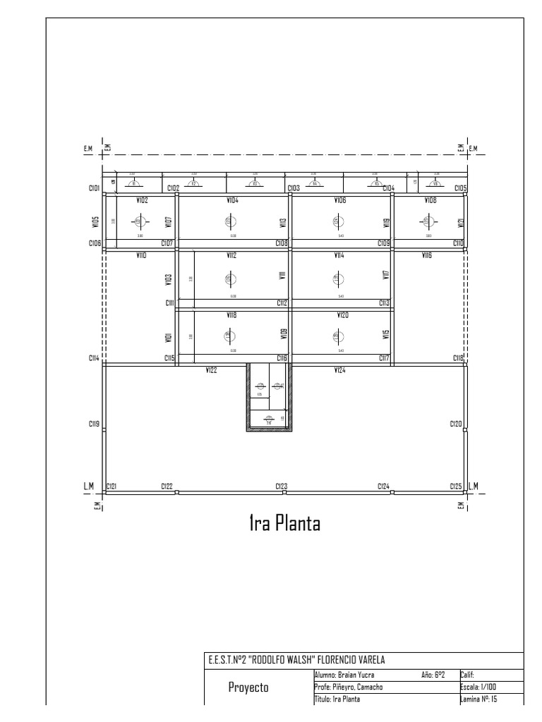 1ra Planta Grilla Estructural Lamina 15 | PDF
