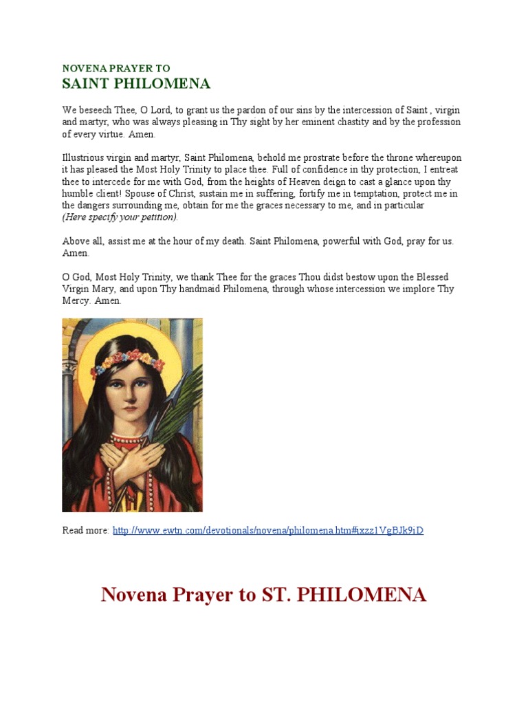 Prayer To ST - Philomena | PDF | Mary, Mother Of Jesus | Prayer