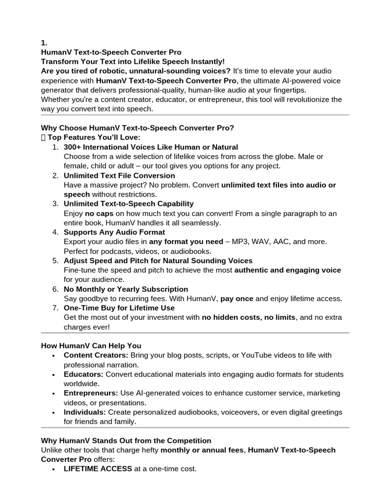 TTS Sales Landing Page | PDF | Speech Synthesis | Podcast