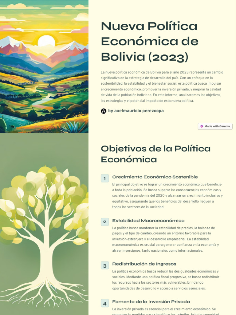 Nueva Politica Economica de Bolivia 2023 | PDF | Bolivia | Sustentabilidad