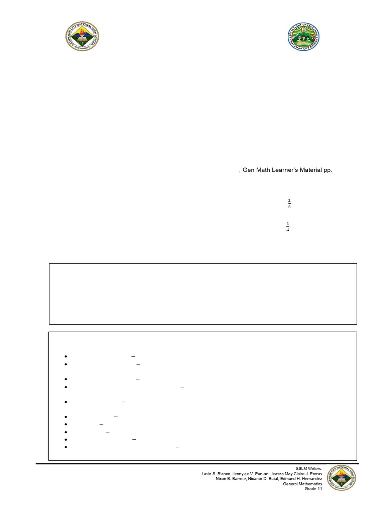 SSLM in General Mathematics For G11 Q2 Module 1 | PDF | Interest ...