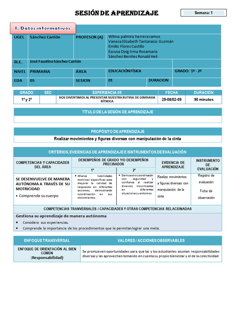 SESION DE APRENDIZAJE | PDF | Maestros | Aprendizaje