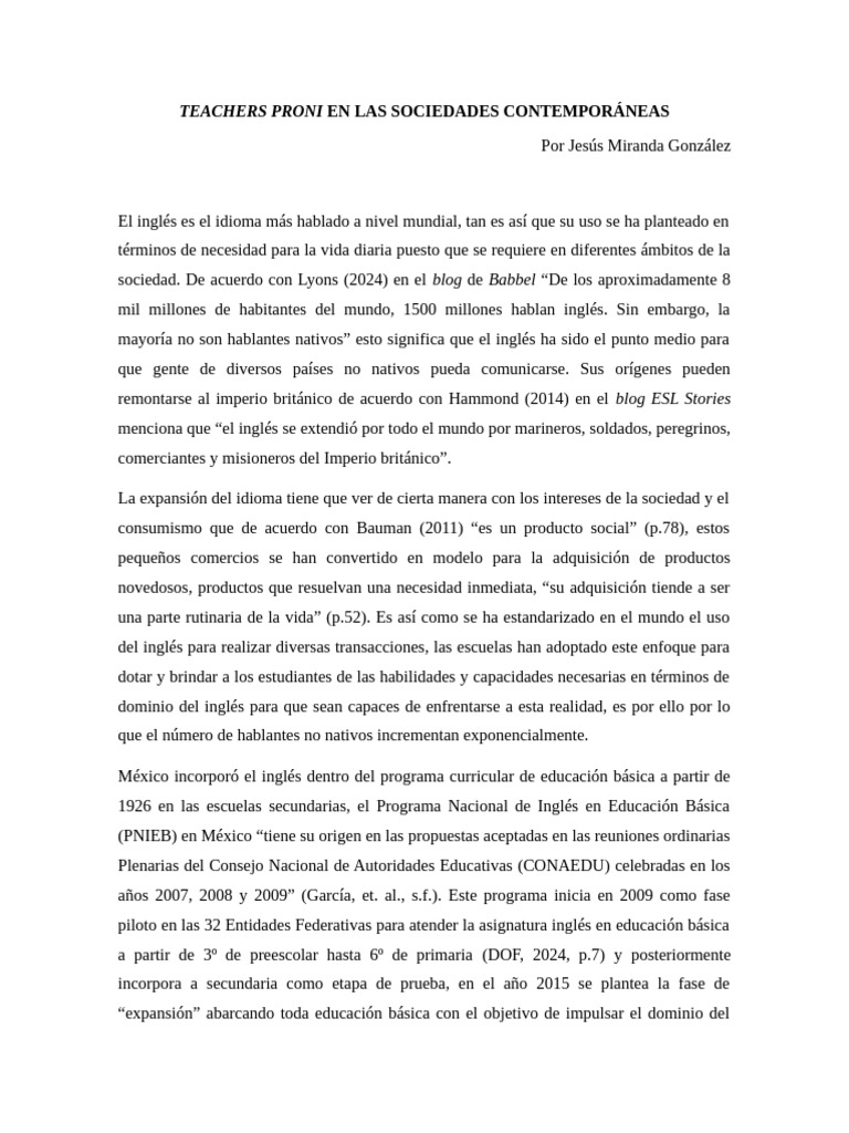 Teachers PRONI y su rol en educación | PDF | Educación de la primera ...