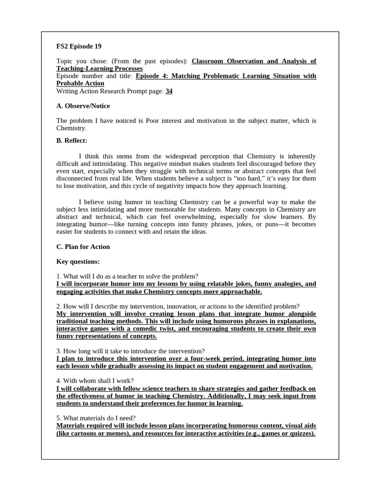 FS2 Episode 19 | PDF | Lesson Plan | Humour