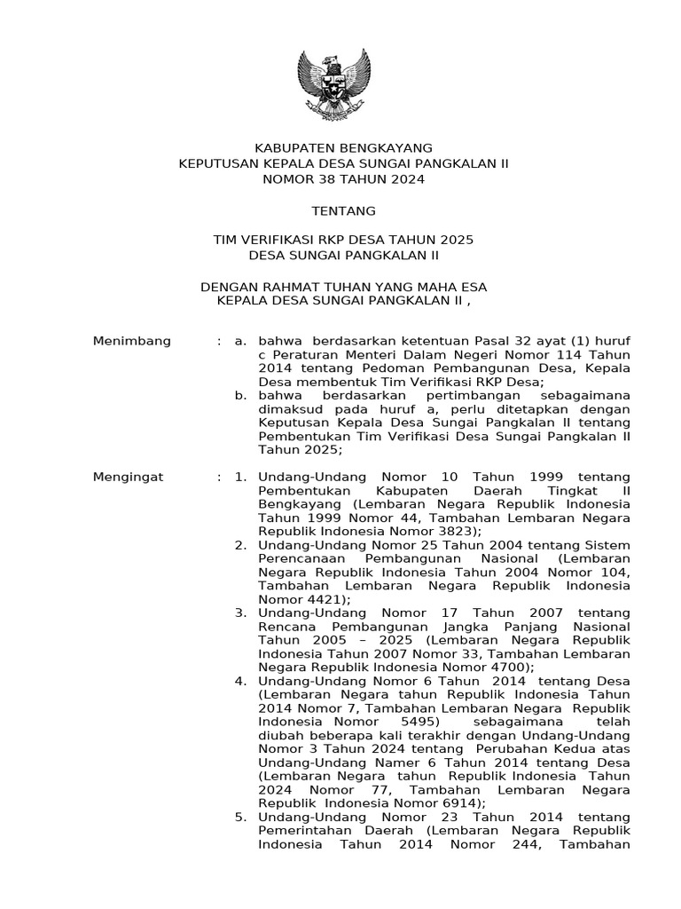 6. DRAFT SK TIM VERIFIKASI RKP_2025 NEW (1) | PDF