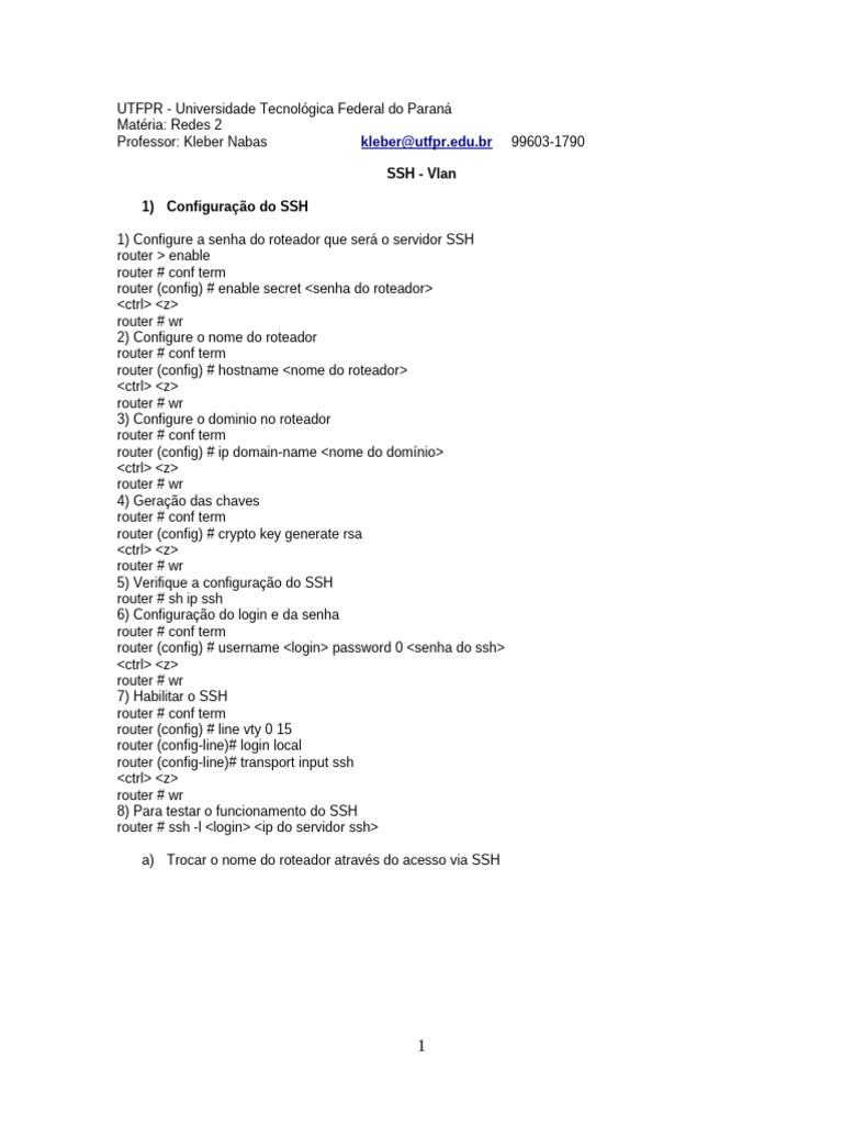 SSH & VLAN Setup Guide for Students | PDF | Internet Protocols | Telecommunications