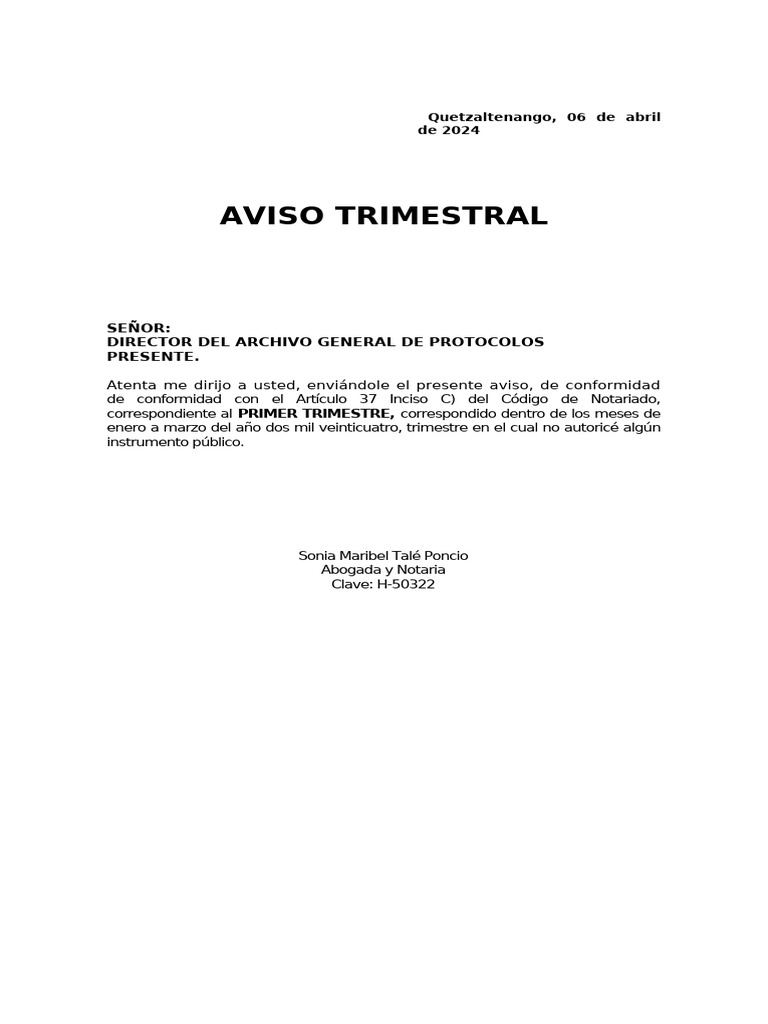 Avisos Trimestrales I | PDF | Ley común | Derecho Civil (Common Law)