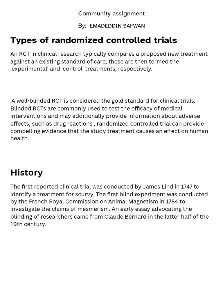 Types of Randomized Controlled Trials PDF | PDF | Randomized Controlled Trial | Clinical Trial
