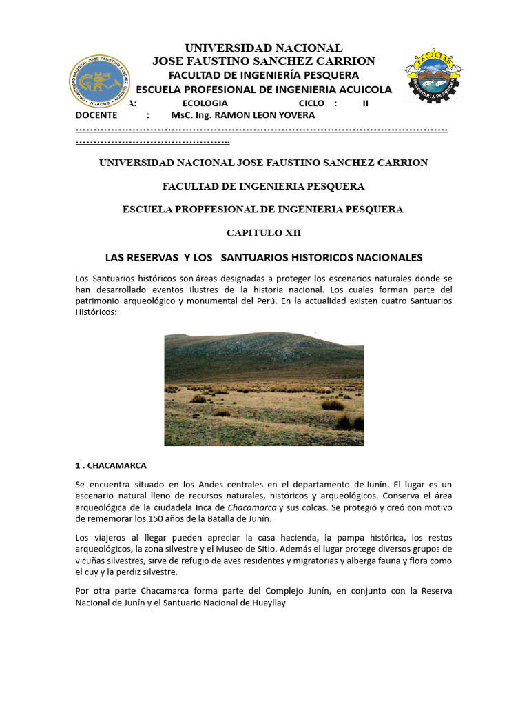 CAP XII Reserv. Nac. SANTUARIOS EA IP | PDF | Entorno natural