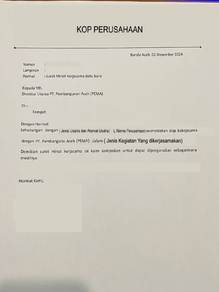 Draft Surat Minat | PDF