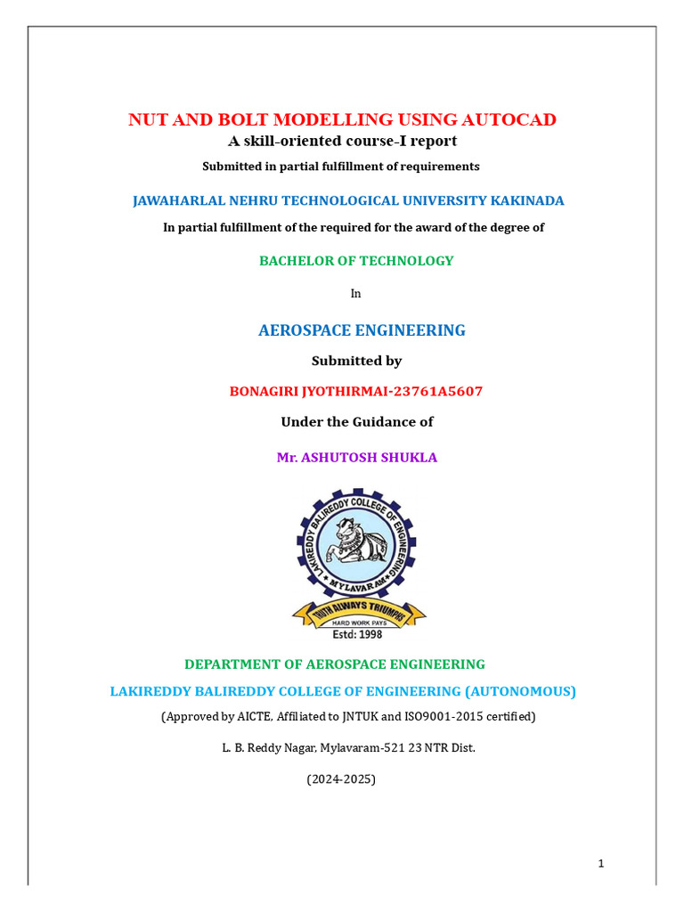 Nut and Bolt CAD Modelling Guide | PDF | Computer Aided Design | Screw