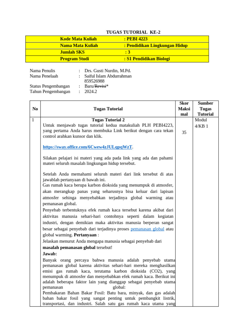 02_Tugas 2 Tutorial PLH PEBI4223-2024.2 | PDF
