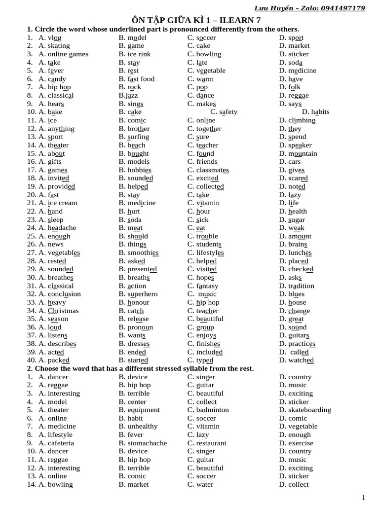 ÔN TẬP GIỮA KÌ I - ILEARN 7-2024 | PDF | Batman