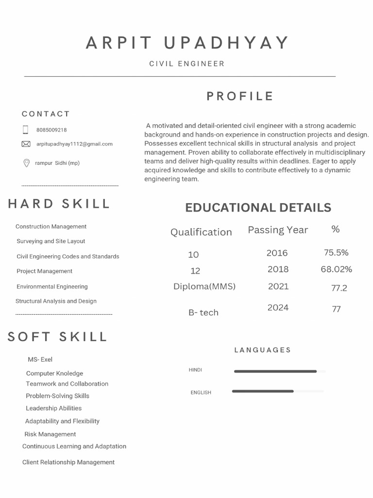 Minimalist White and Grey Professional Resume | PDF