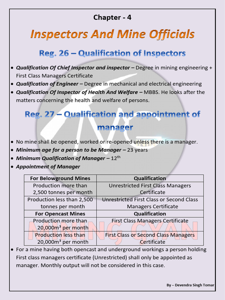 Mining Management Qualifications | PDF
