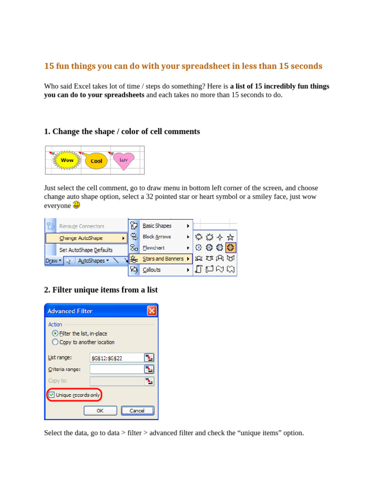 15 Fun Things You Can Do With Your Spreadsheet in Less Than 15 Seconds ...