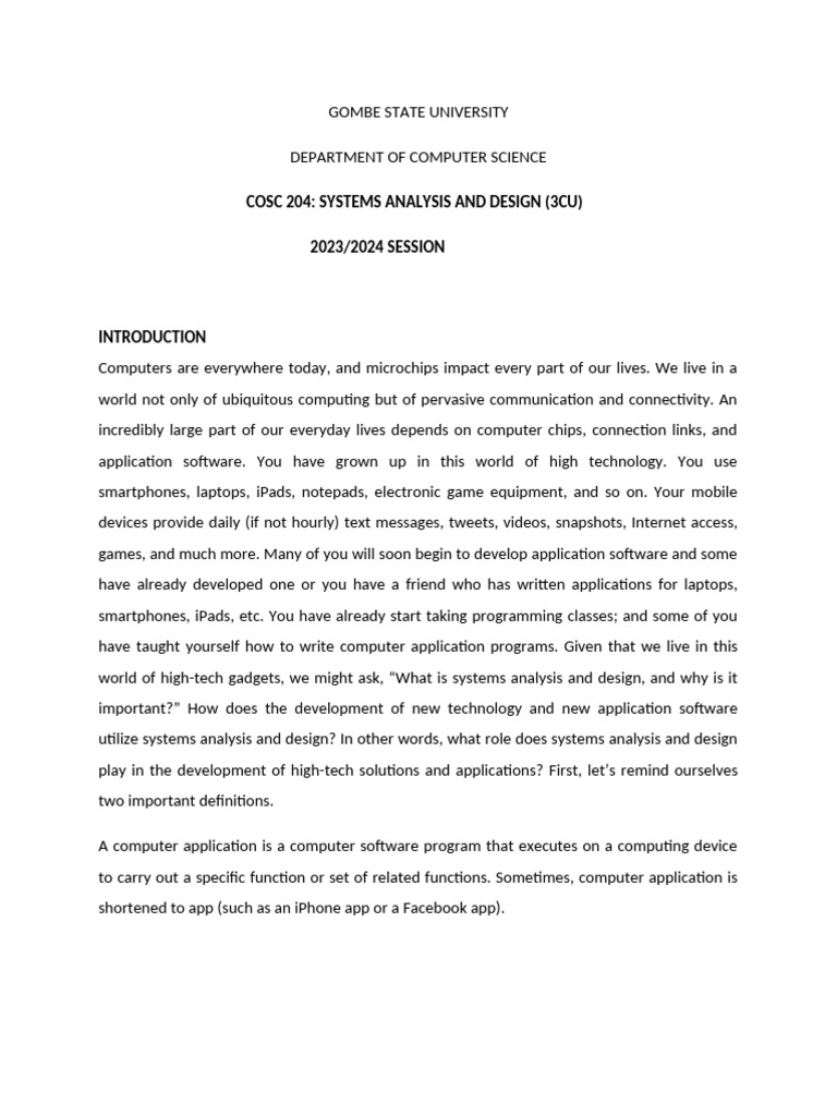 COSC204 2024 | PDF | System | Feasibility Study