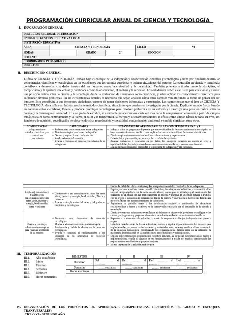 2do Programacion Anual CTA (2) | PDF | Aprendizaje | Enseñando