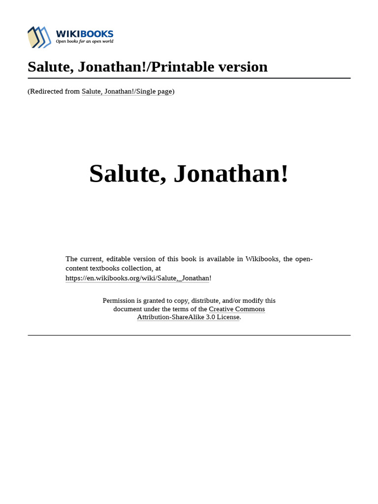 Salute, Jonathan! Single Page | PDF