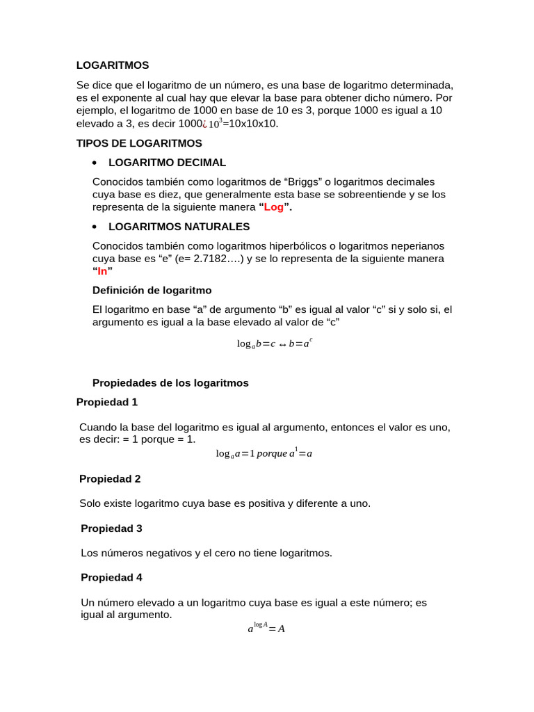LOGARITMOS | PDF | Logaritmo | Exponenciación