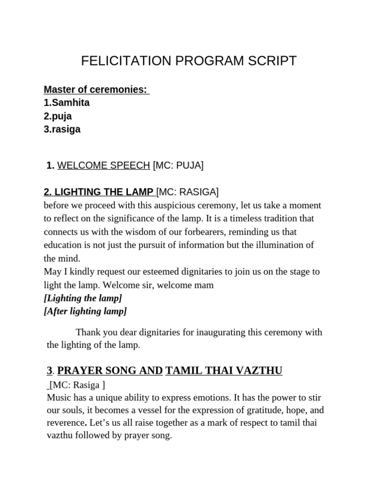 Felicitation Program Script | PDF