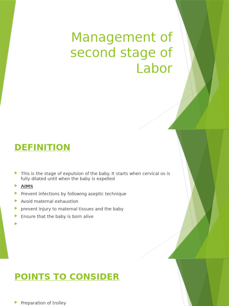 Management of Second Stage of Labor | PDF | Childbirth | Midwifery