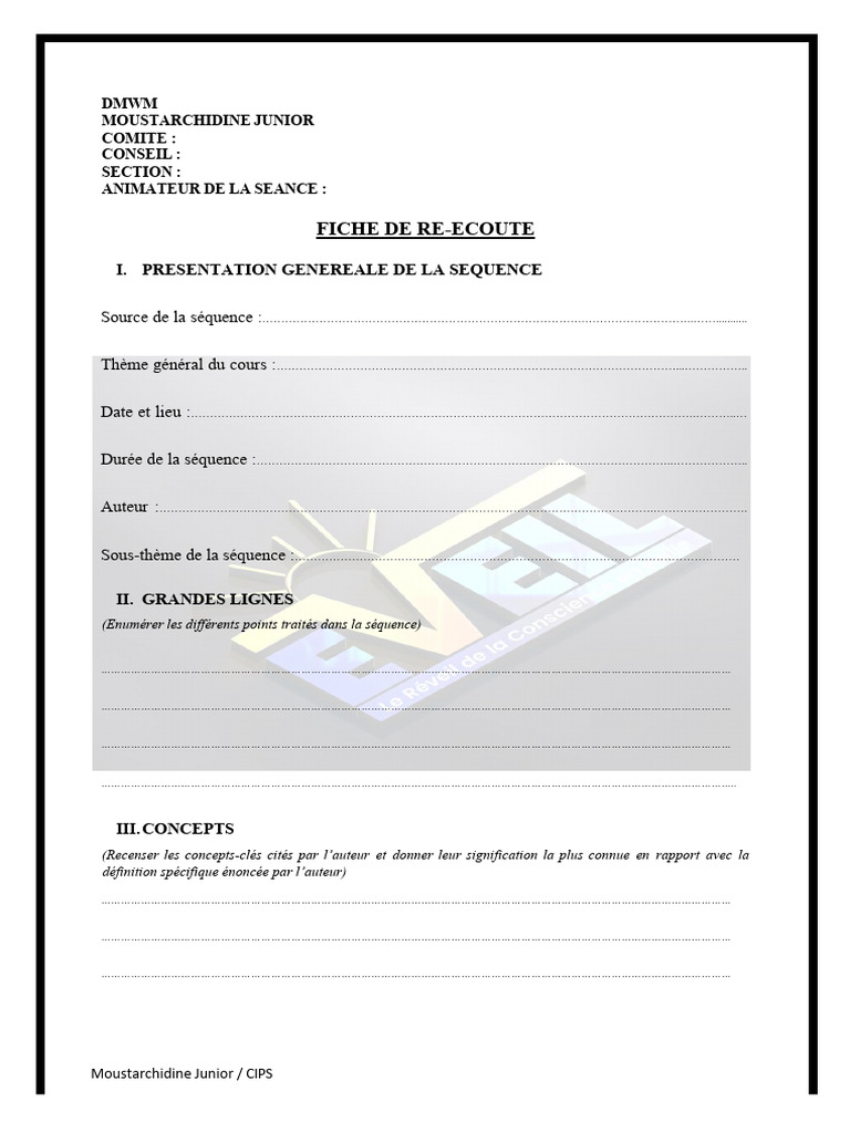 Fiche de Re-Ecoute 2025 | PDF