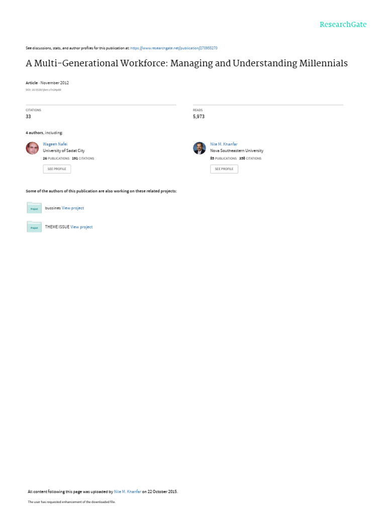 Managing and Understanding Millennials | PDF | Millennials | Job Satisfaction